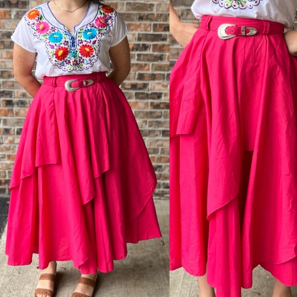 Vintage | Skirts | Vintage Western Collection Layered Ruffle Wrap Hot ...